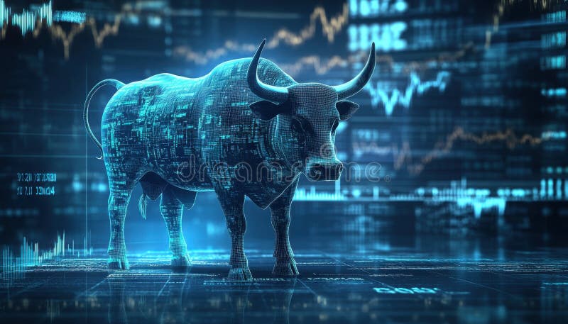 Digital Bull Representing Market Trends and Data Analytics in a ...