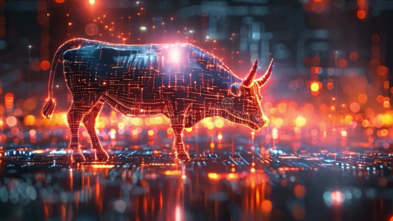 A Digital Bull Symbolizes Tech Progress on a Circuit Board Stock Video ...