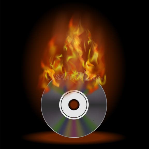 Burning Compact Disc with Fire and Flame Stock Illustration ...