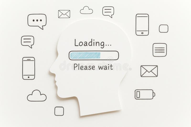 Digital Burnout Symbolized by Human Silhouette Loading Bar Surrounded ...