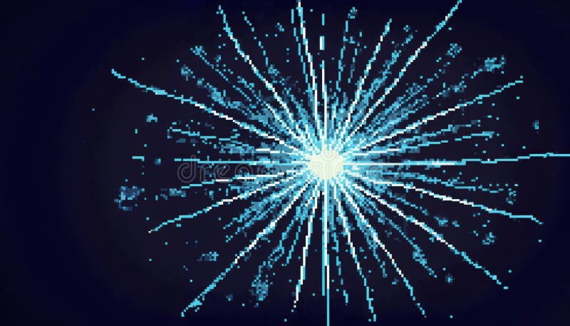 Digital Burst: Celestial Explosion of Light and Pixels Stock ...