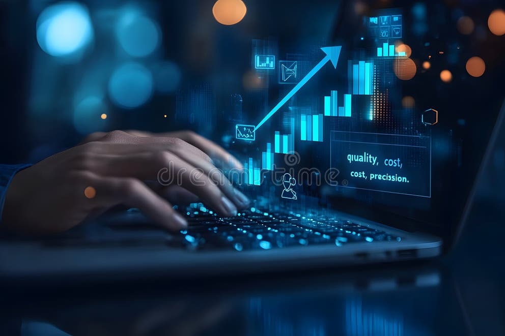 Digital Business Analytics and Data Visualization on Laptop ...