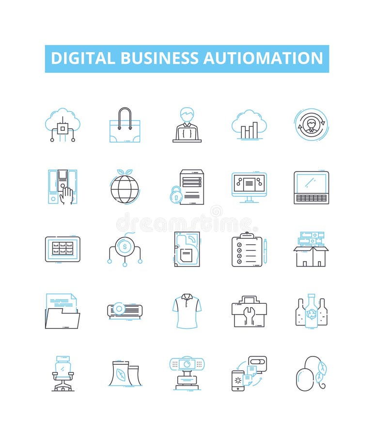 Digital Business Autiomation Vector Line Icons Stock Illustrations – 9 ...