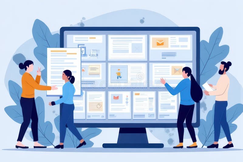 Digital Business Collaboration Tools Stock Illustration - Illustration ...