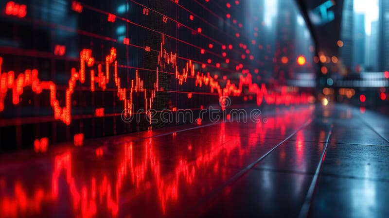 Digital Business Graph with Reflection Stock Illustration ...