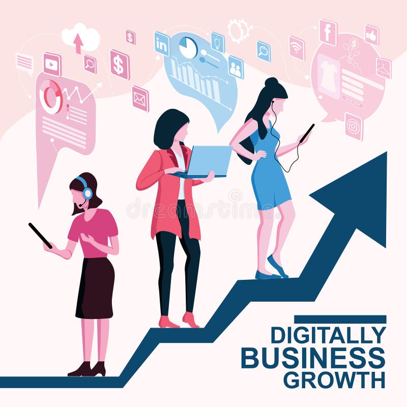 Digitally Business Growth Concept Vector Stock Vector - Illustration of ...