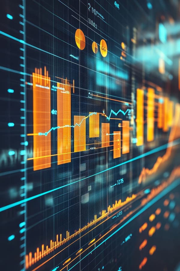 Digital Business Growth, Charts, Analytics, and Financial Data on a ...