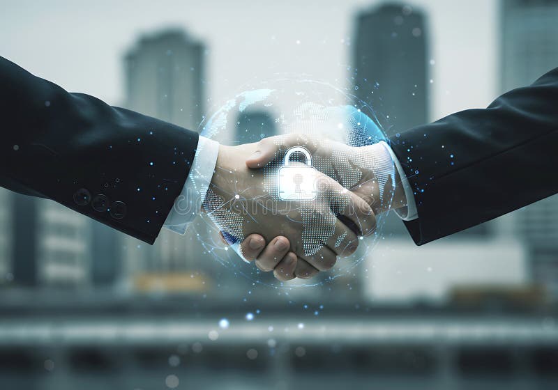 Digital Business Handshake Showing Successful Tech Partnership and ...