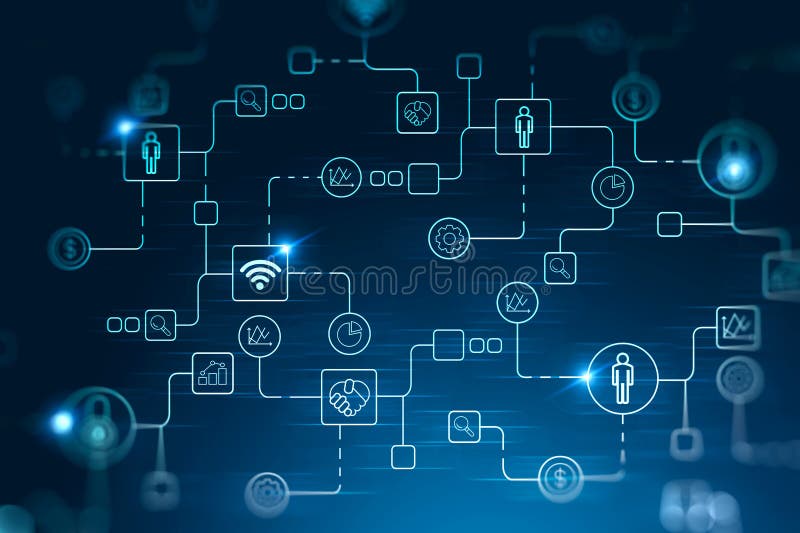 Digital Business Interface and Icons Stock Illustration - Illustration ...