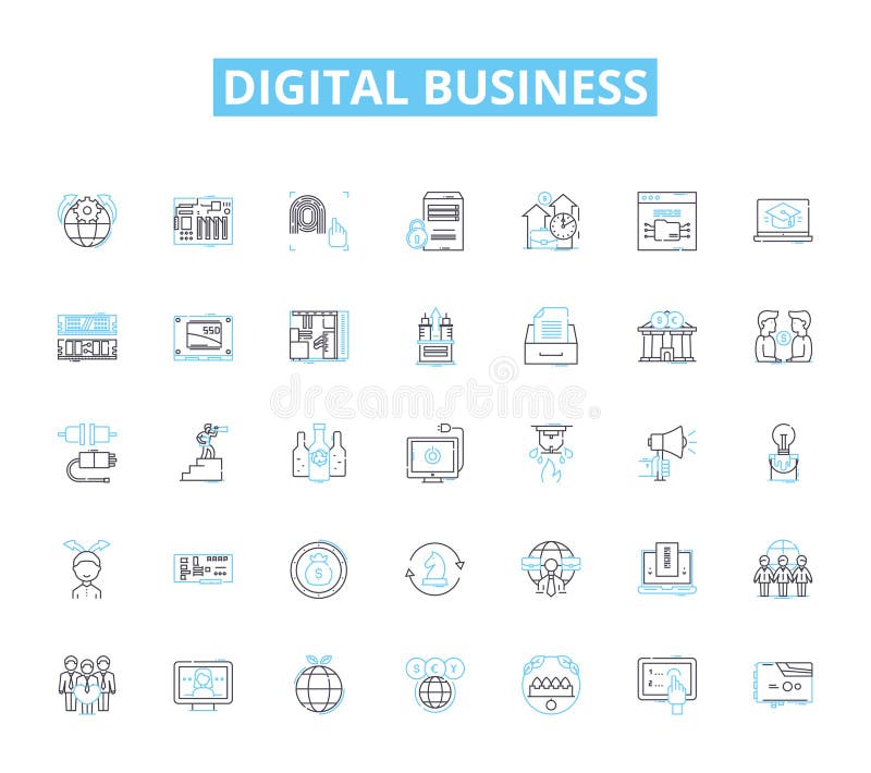 Digital Business Linear Icons Set. E-commerce, Innovation, Online ...
