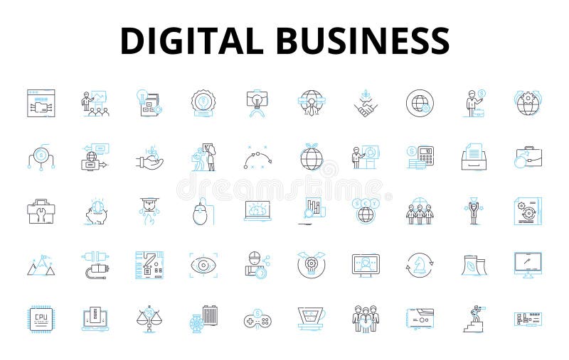 Digital Business Linear Icons Set. E-commerce, Innovation, Online ...