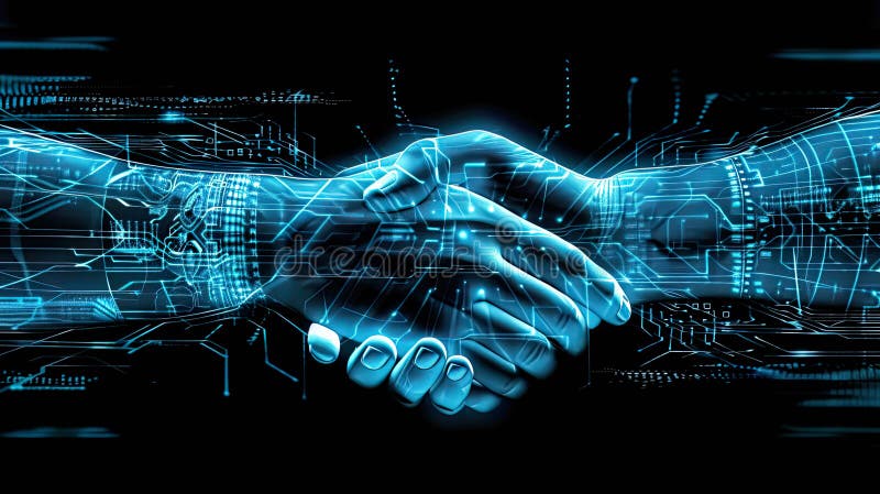 Digital Business Partnership Concept with Futuristic Handshake Design ...