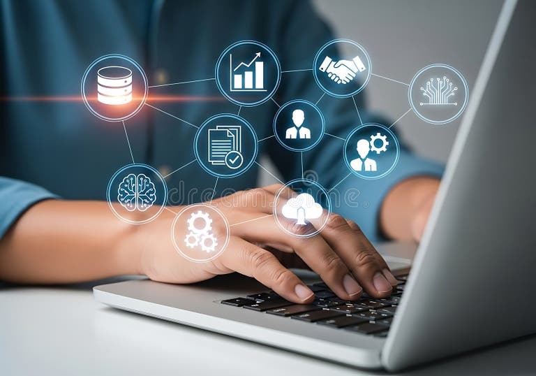 Digital Business Transformation: Cloud Computing and Data Analysis Stock Illustration ...