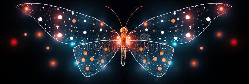 Digital Butterfly on a Black Background. Futuristic Butterfly with ...