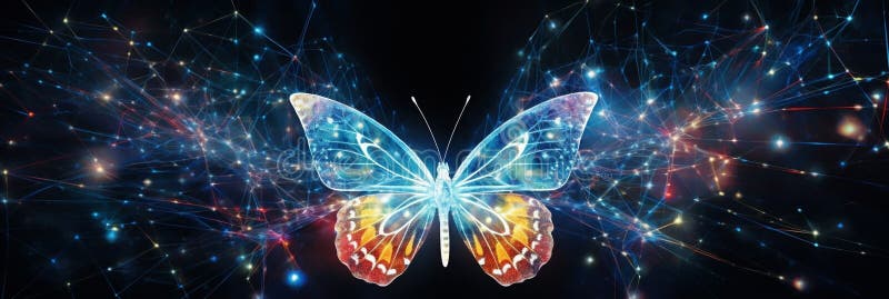 Digital Butterfly on a Black Background. Futuristic Butterfly with ...