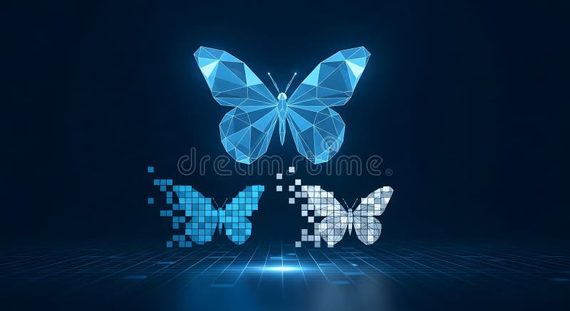 Abstract Digital Butterfly Transformation Evolution Futuristic ...