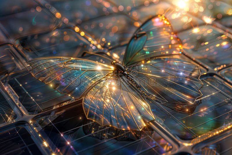 Digital Butterfly on Circuit Board, Generative Ai Stock Illustration ...