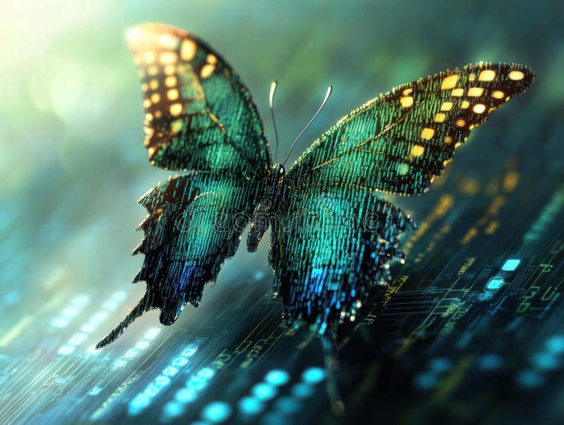 Digital Butterfly, the Evolution of Technology and Nature Stock Image ...