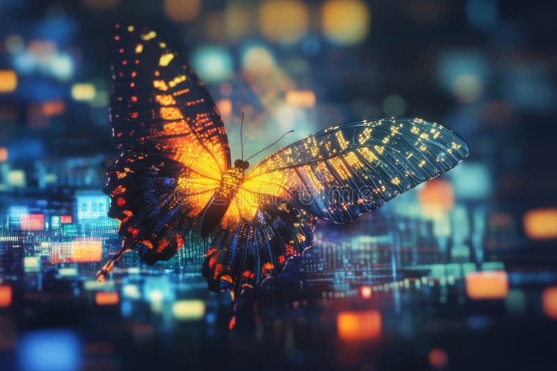The Digital Butterfly of Fintech Stock Illustration - Illustration of ...