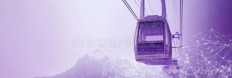 Digital Cable Car with Lines and Dots. Abstract Technology Concept for ...