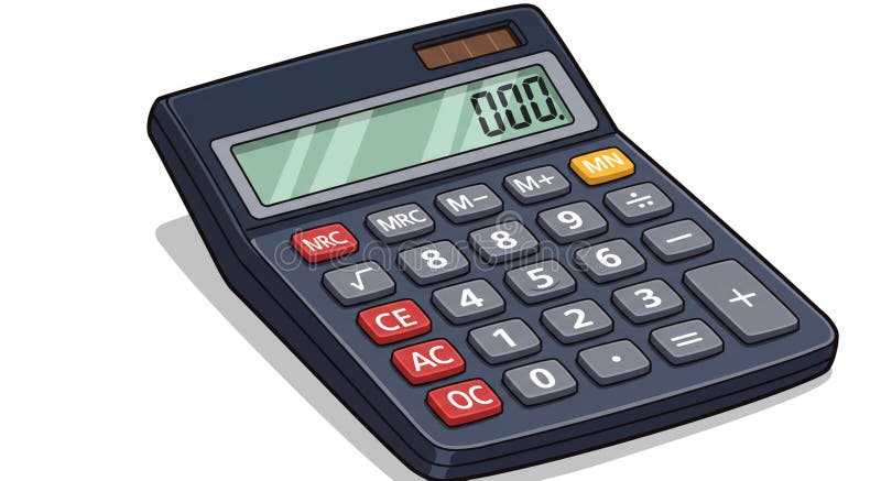 Digital Calculator with a Blue Casing, Featuring a Rectangular Solar ...