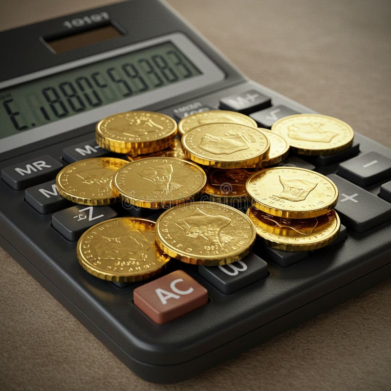 A Digital Calculator with a Dark Casing and a Display Showing a Numeric ...