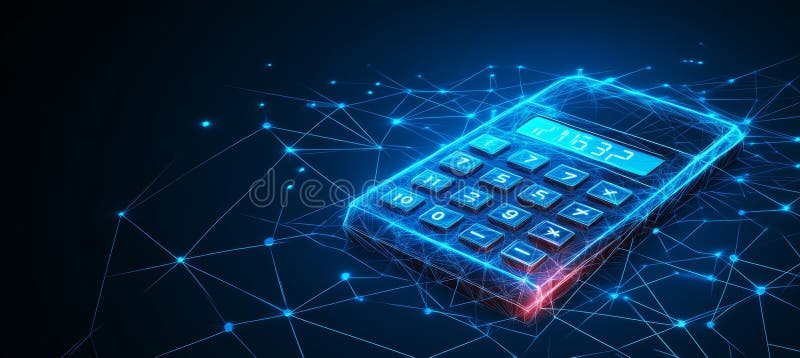 Digital Calculator on Network Background Financial Technology and ...