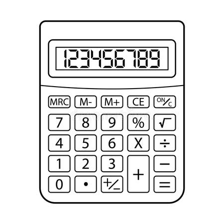 Digital Calculator Outline Vector Illustration Stock Illustration ...