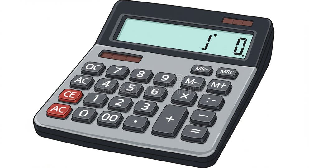 A Digital Calculator with a Rectangular Design and an Angled Display Screen Showing Stock ...
