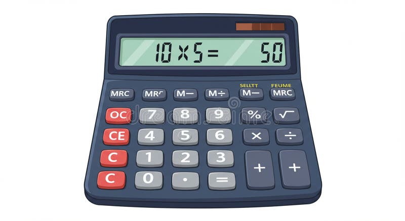 A Digital Calculator with a Rectangular Display Showing the Calculation ...