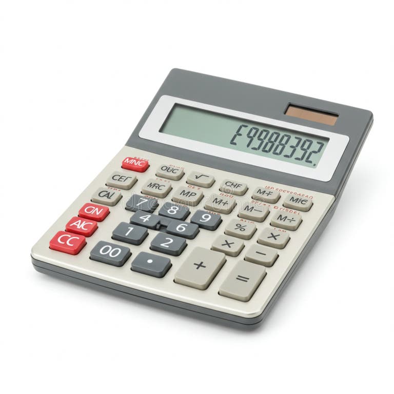 A Digital Calculator with a Rectangular Shape, Featuring a Large LCD ...