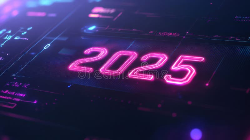 Sleek Futuristic Digital Calendar Showcasing the Year 2025 with Vibrant ...
