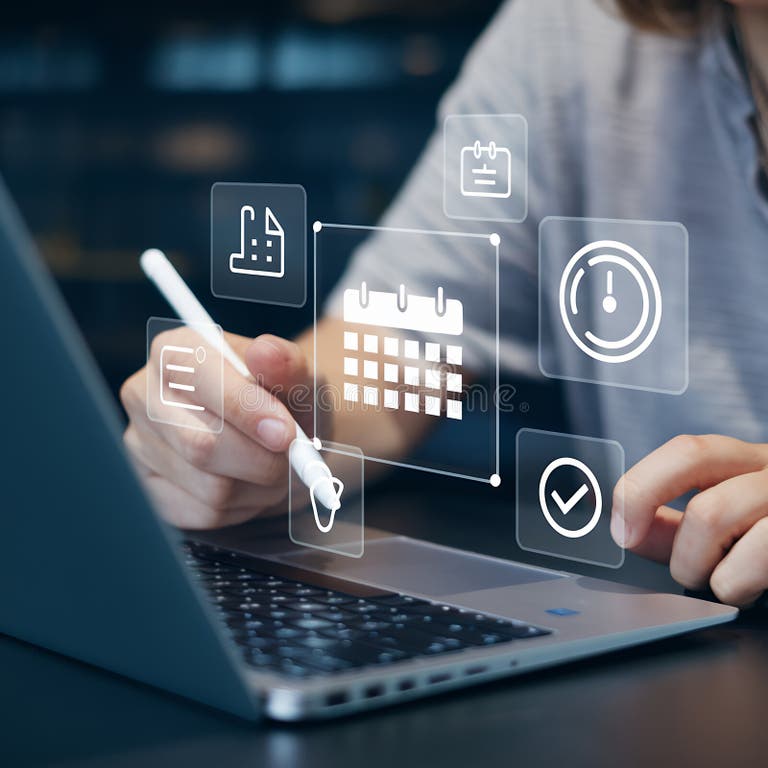 Digital Calendar and Technological Interface on a Laptop with ...