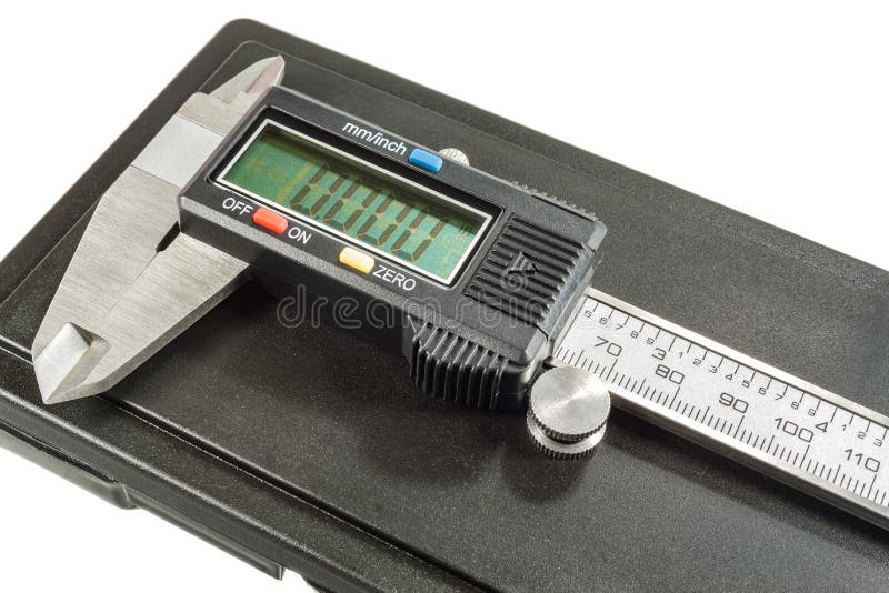 Digital Caliper with Storage Box on a White Background Stock Photo ...