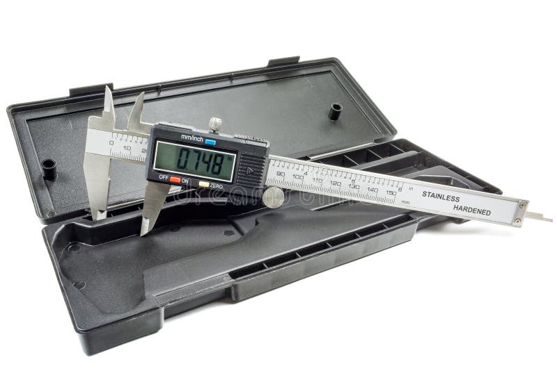Digital Caliper in Storage Box on a White Background Stock Photo ...