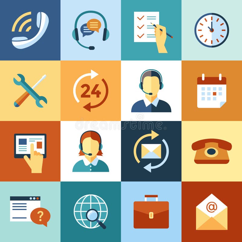 Digital Call Center and Customer Support Objects Stock Illustration ...