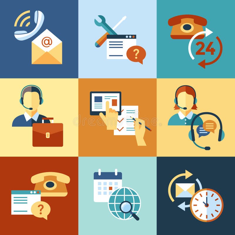 Digital Call Center and Customer Support Objects Stock Illustration ...