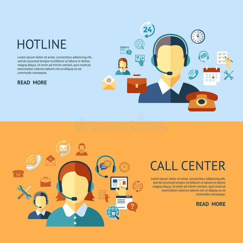 Digital Call Center and Customer Support Objects Stock Illustration ...