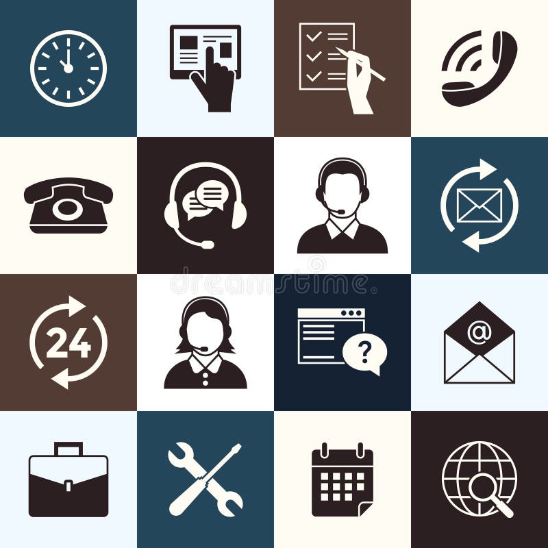 Digital Call Center and Customer Support Objects Stock Illustration ...