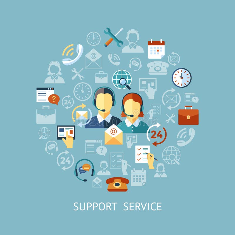 Digital Call Center and Customer Support Objects Stock Illustration ...
