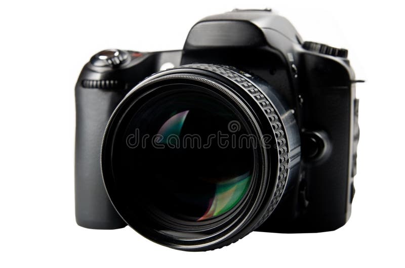 DSLR Camera - front view stock photo. Image of focus - 16568196