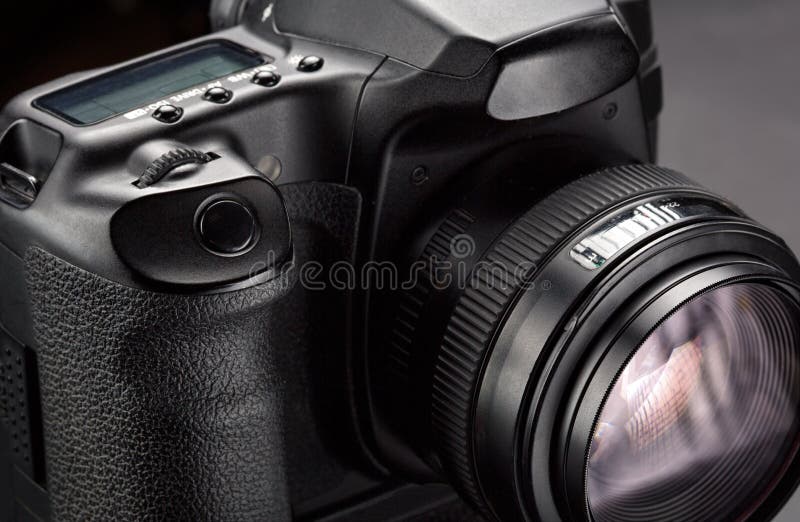 SLR Digital Camera with Tele Photo Zoom Lens Stock Photo - Image of ...