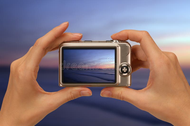 Digital camera stock image. Image of sunset, screen, compact - 5332653