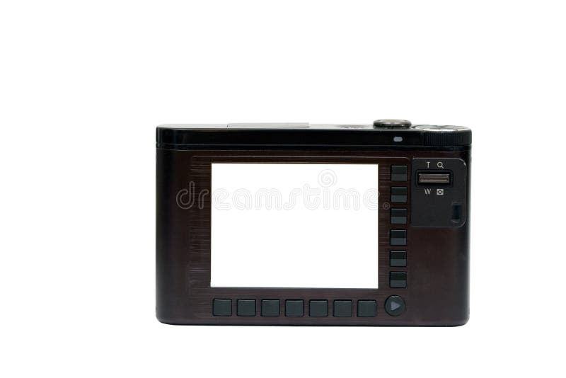 Compact Digital Camera Rear View Isolated on White Stock Image - Image ...