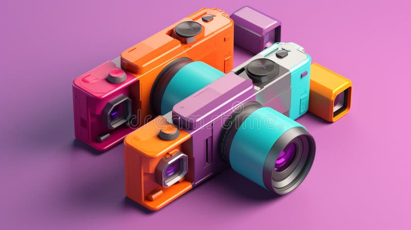 Digital Camera in Abstract Style in Trending Color Palette with ...