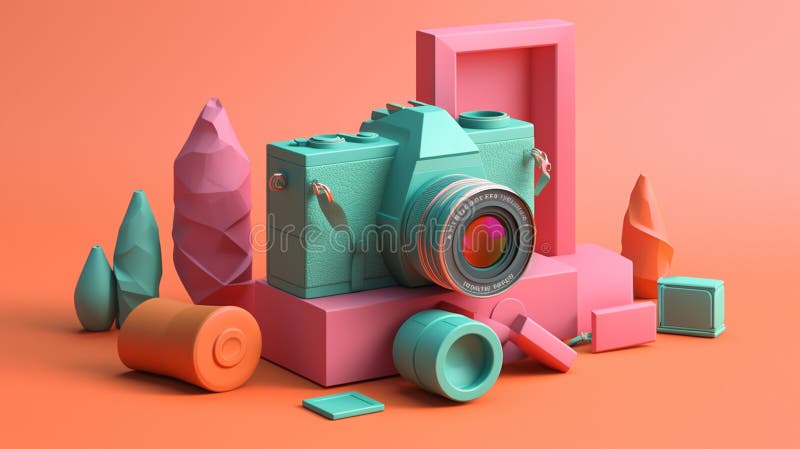 Digital Camera in Abstract Style in Trending Color Palette with ...
