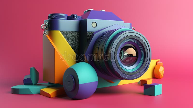 Digital Camera in Abstract Style in Trending Color Palette with ...