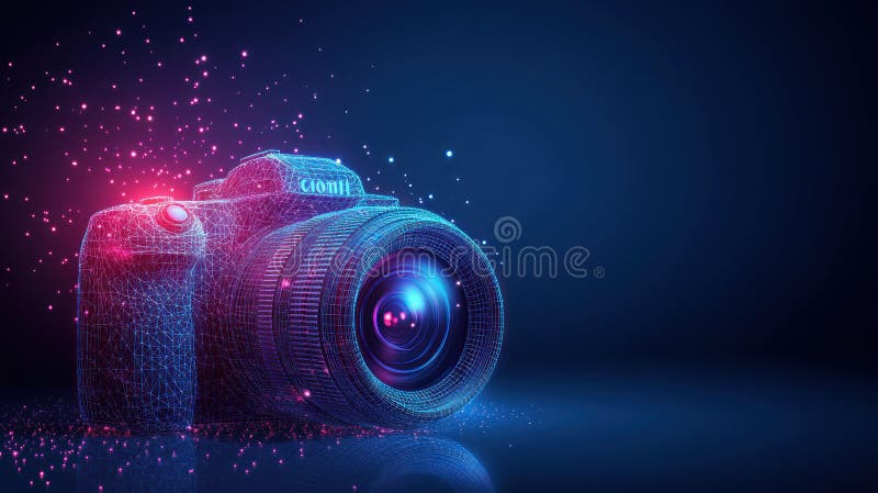 Digital Camera Abstract, Technology, Neon, Particles Stock Illustration ...