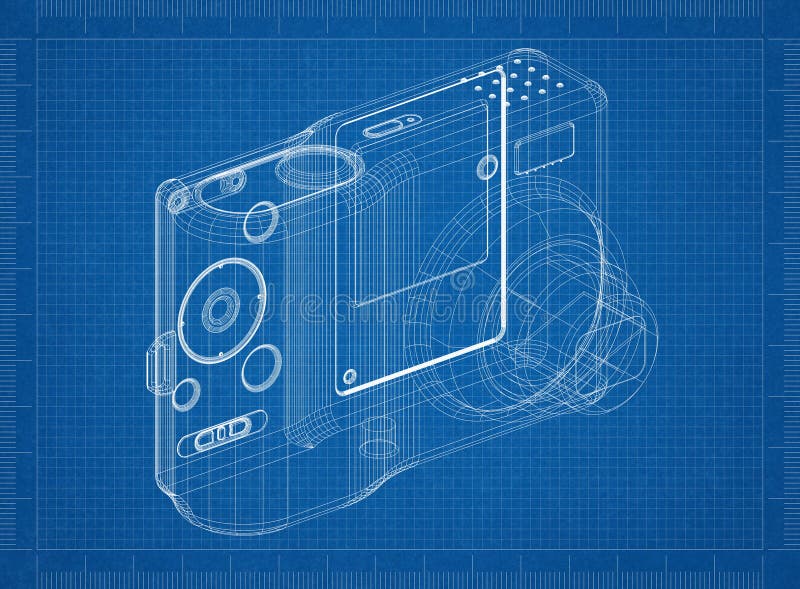 Digital Camera Architect Blueprint Stock Illustration - Illustration of ...
