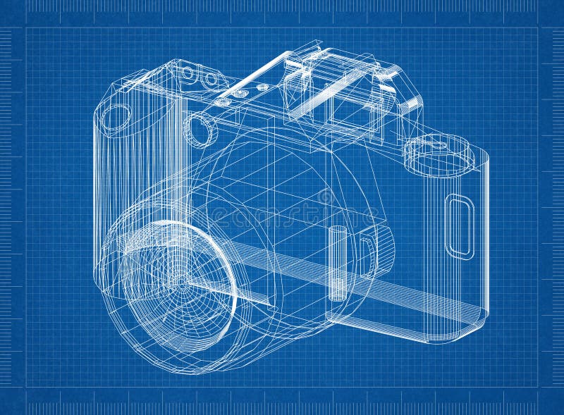 Digital Camera Architect Blueprint Stock Illustration - Illustration of ...